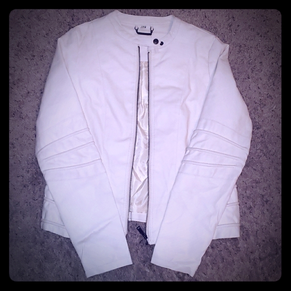 J2 | Jackets & Coats | J2 White Faux Leather Biker Jacket | Poshmark